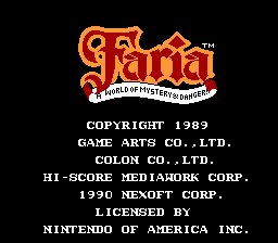 Faria - A World of Mystery & Danger! » NES Ninja
